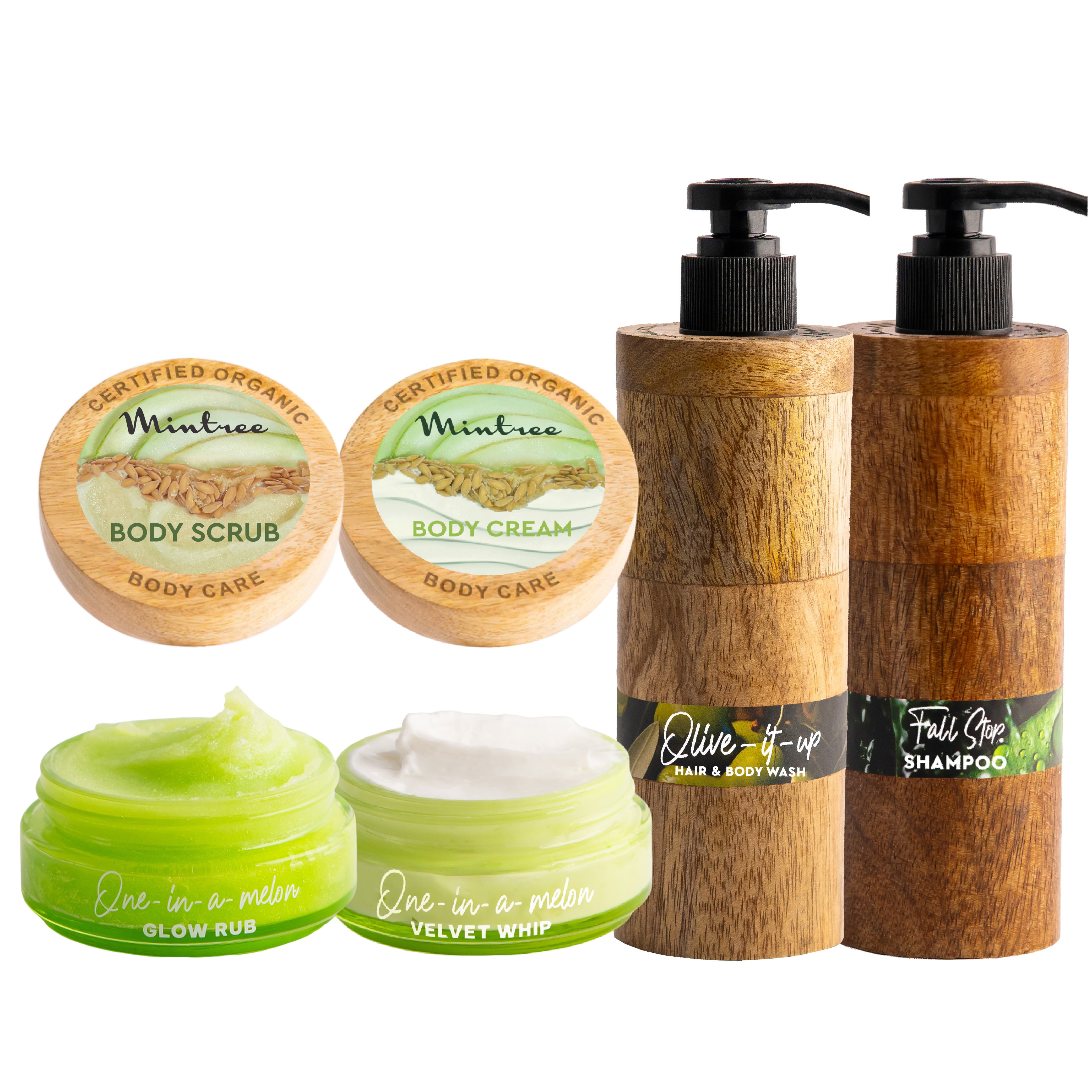 Olive Body Wash, Melon Body Scrub, Body Butter & Shampoo – Mintree